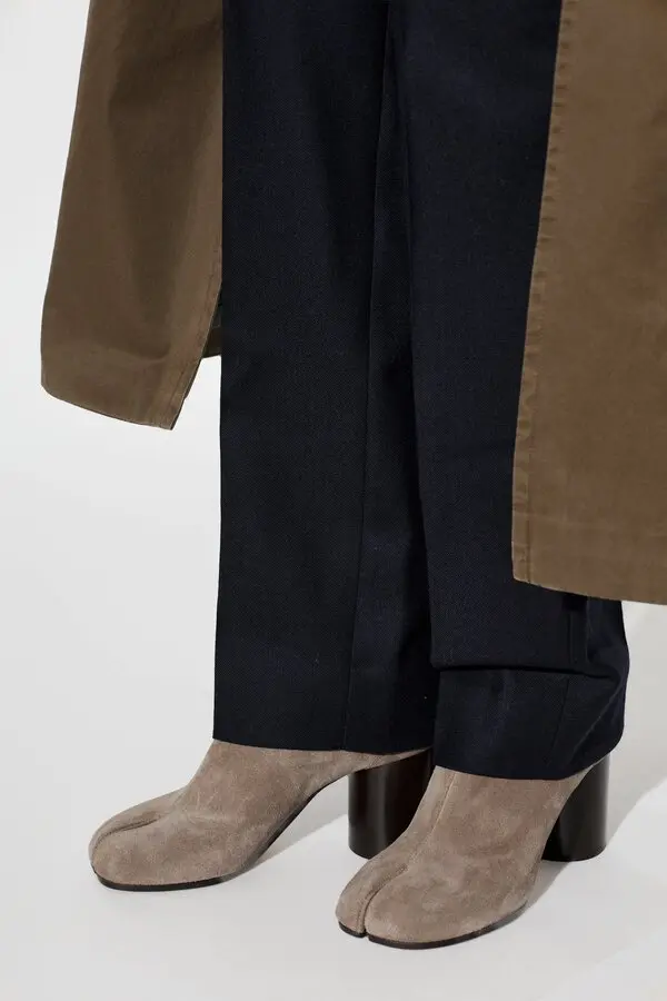 MAISON MARGIELA Suede Heeled Ankle Boots With ‘tabi’ Cut-out - Grey