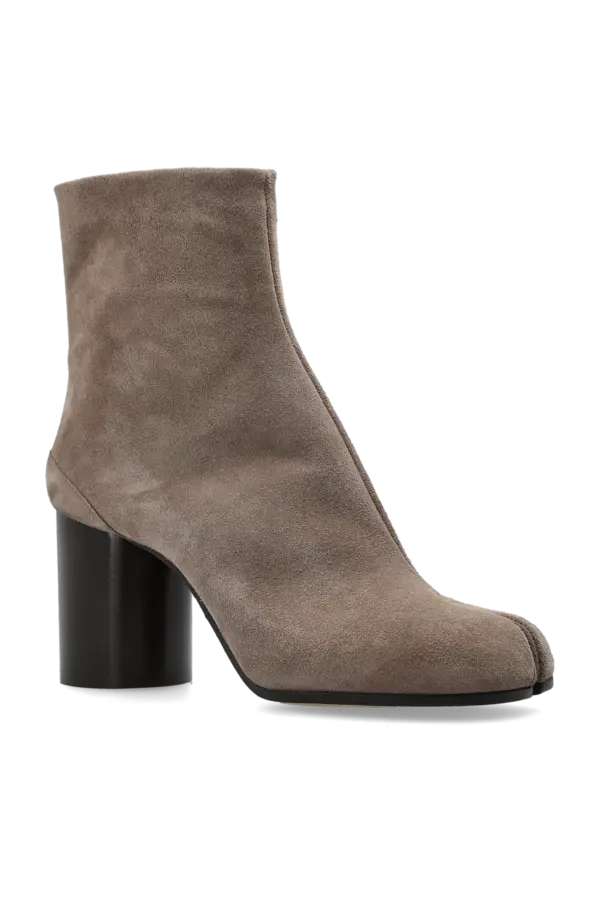 MAISON MARGIELA Suede Heeled Ankle Boots With ‘tabi’ Cut-out - Grey