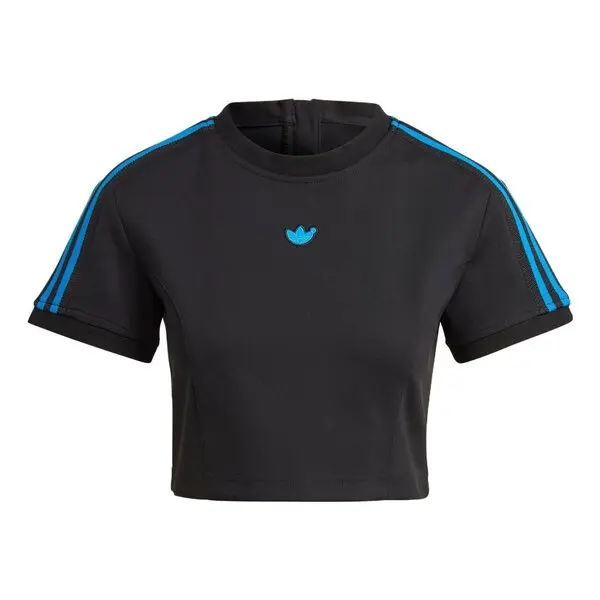 Adidas Blue Version Crop Tee 'black Blue - Black/blue