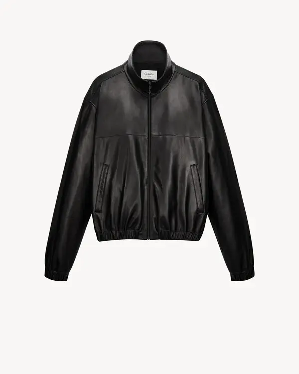 Saint Laurent Cassandre Jacket In Lambskin - Brown