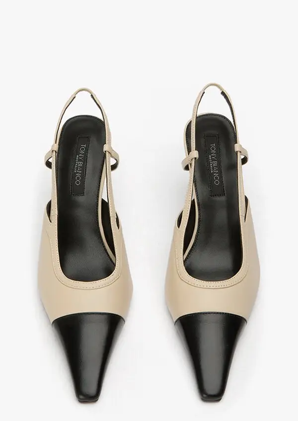 TONY BIANCO Donte Slingback Heel - Vanilla Nappa/black