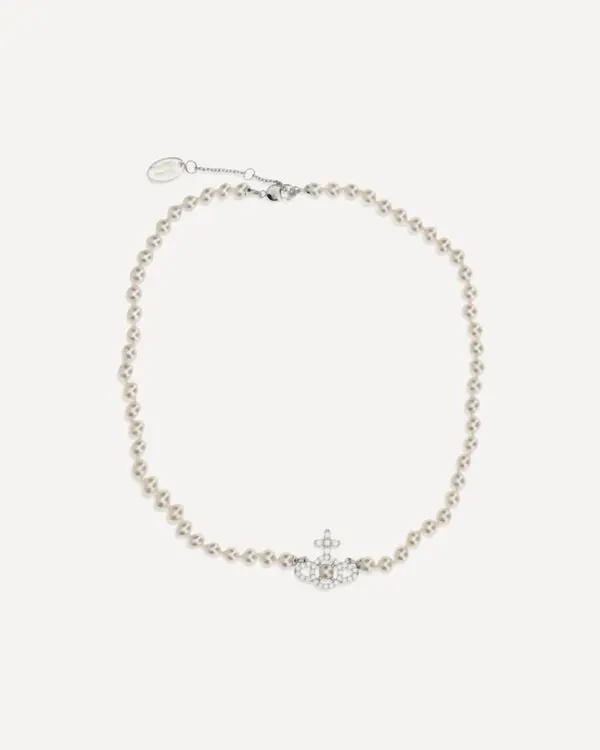 VIVIENNE WESTWOOD Olympia Pearl Orb Pendant Necklace - Silver