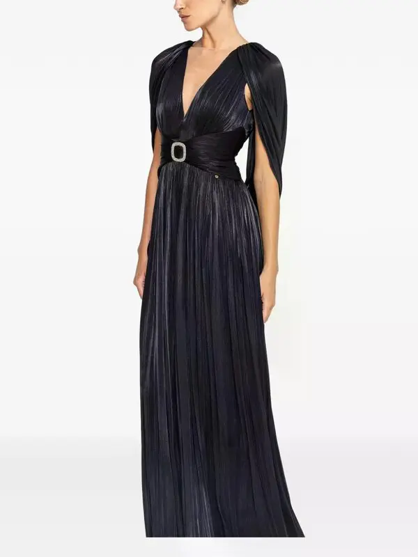 NISSA Open-back Chiffon Maxi Dress - Black