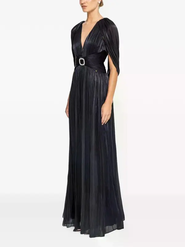 NISSA Open-back Chiffon Maxi Dress - Black