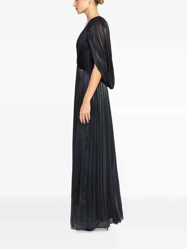 NISSA Open-back Chiffon Maxi Dress - Black