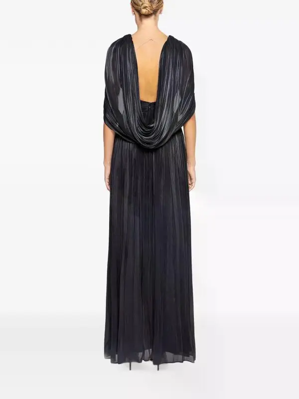 NISSA Open-back Chiffon Maxi Dress - Black