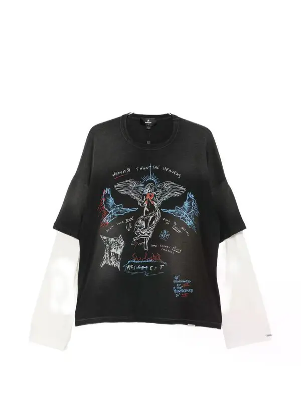 REPRESENT Graphic-print Layered-sleeve T-shirt