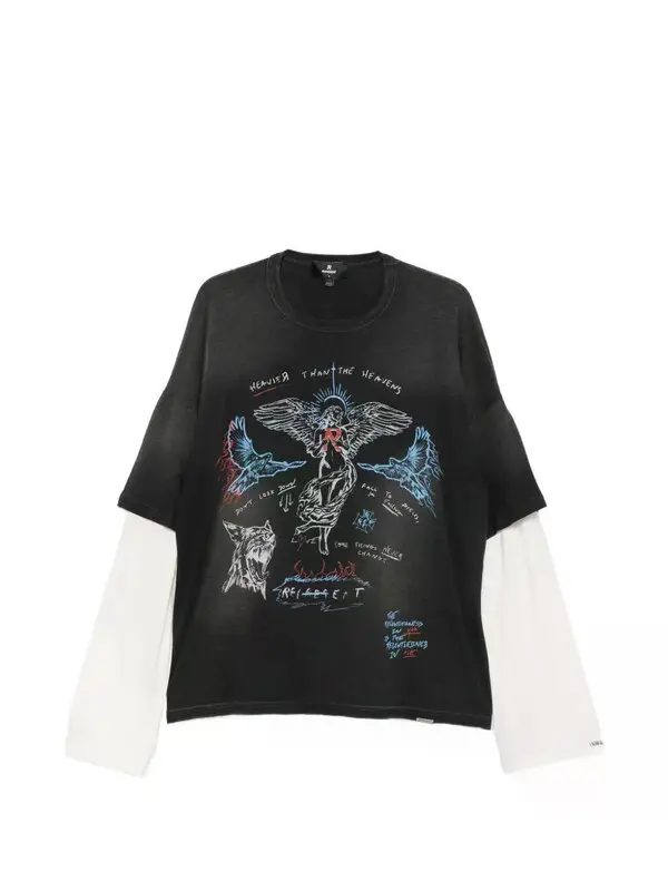 REPRESENT Graphic-print Layered-sleeve T-shirt