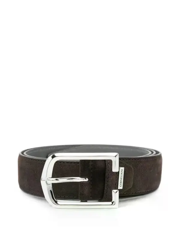 Corneliani Suede Logo-plaque Belt - Brown