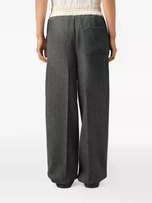 AMI Paris Elasticated-waist Wool And Satin Trousers
