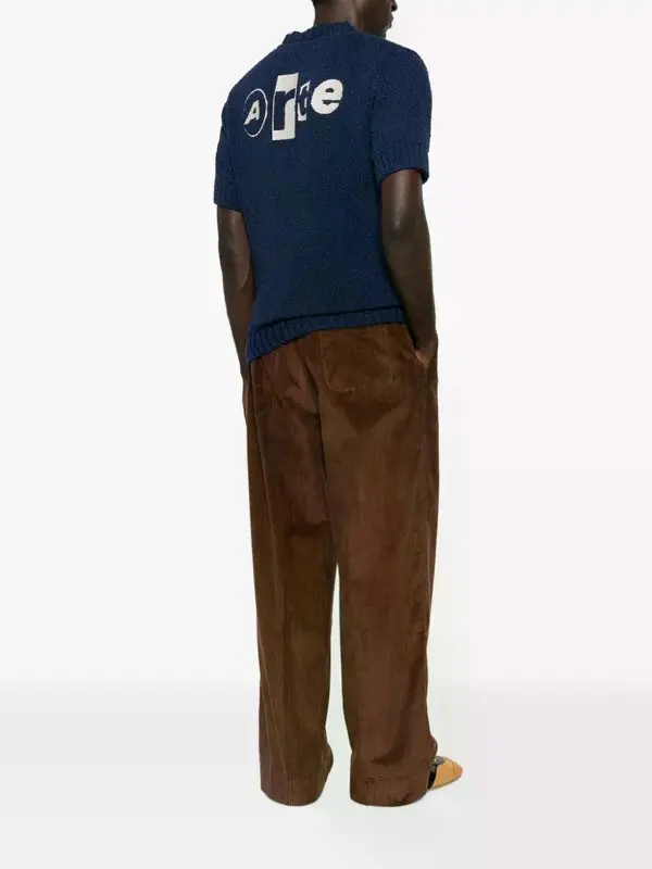 ARTE ANTWERP Logo-intarsia Short-sleeve Sweater