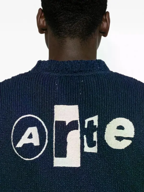 ARTE ANTWERP Logo-intarsia Short-sleeve Sweater