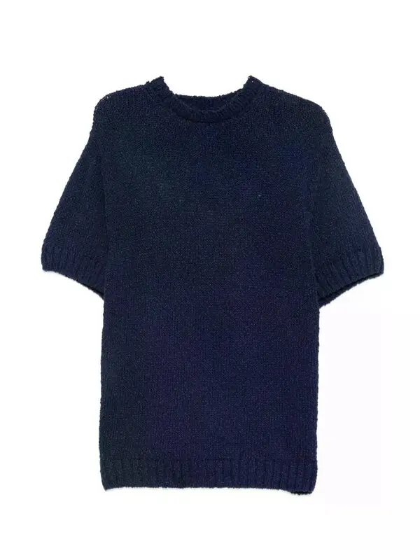 ARTE ANTWERP Logo-intarsia Short-sleeve Sweater - Blue