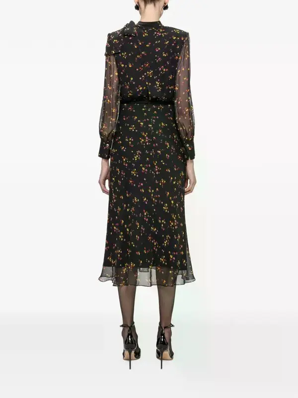 NISSA Floral Silk Midi Dress