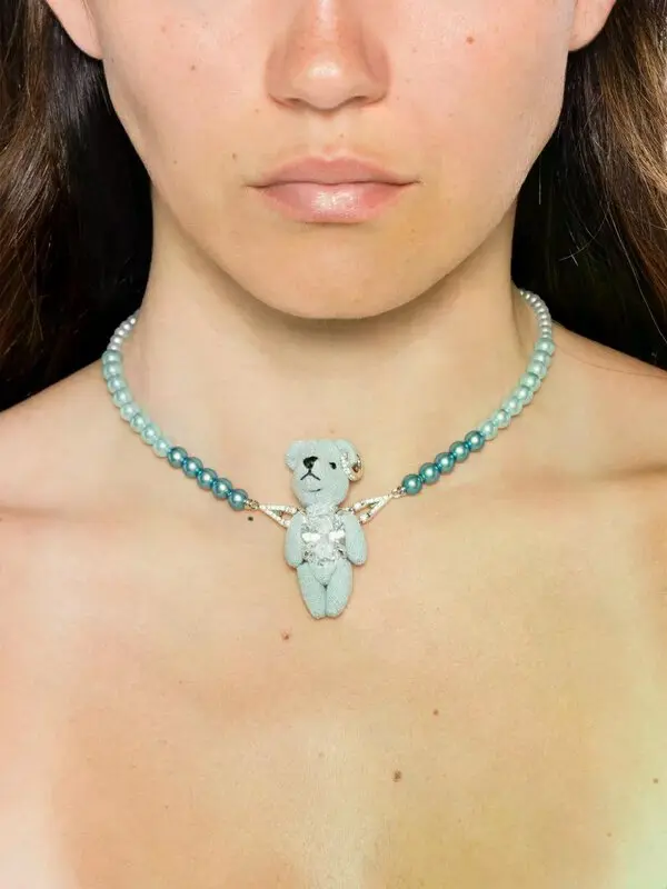 YVMIN Bear-pendant Beaded Necklace