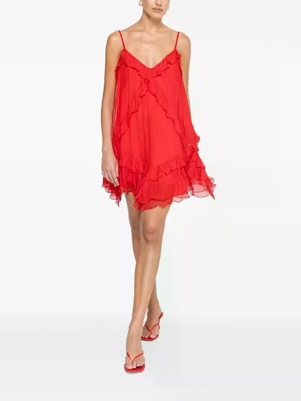 NISSA Open-back Silk Mini Dress - Red