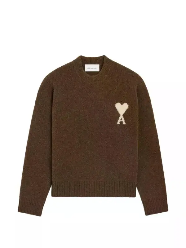 AMI Paris De Coeur Intarsia-knit Jumper - Brown