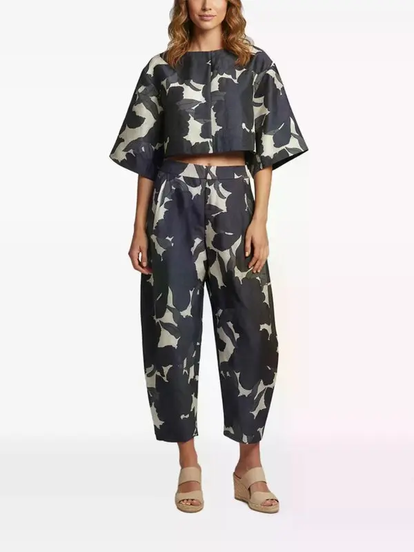 Chloé Floral-jacquard Top And Trouser Set - Black