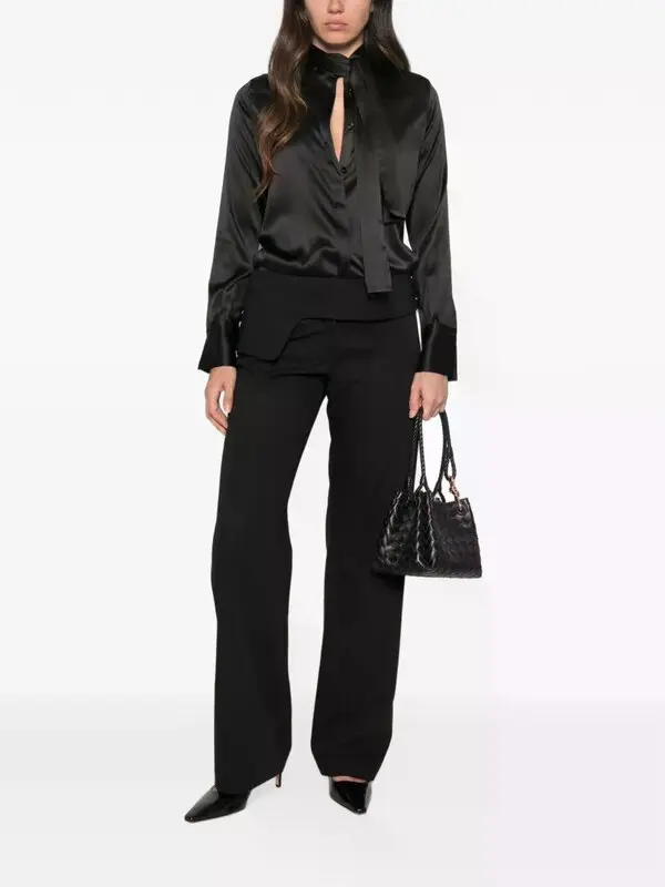 MAZZARELLI Pussy-bow Silk-satin Blouse