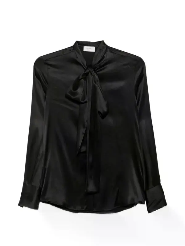 MAZZARELLI Pussy-bow Silk-satin Blouse - Black