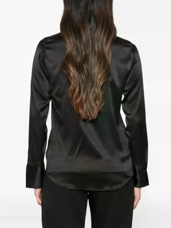 MAZZARELLI Pussy-bow Silk-satin Blouse - Black