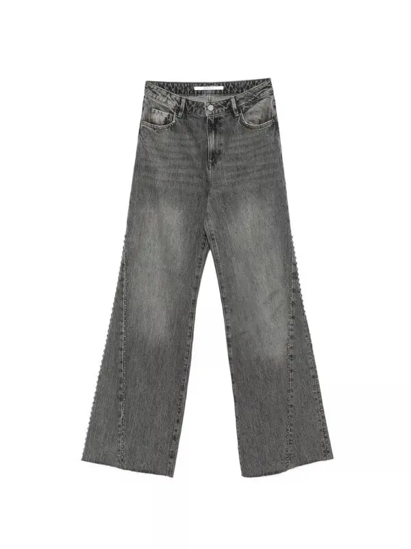 HOMAGE Stud-embellished Raw-cut Jeans