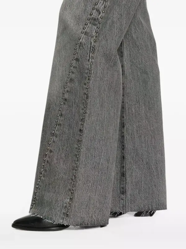 HOMAGE Stud-embellished Raw-cut Jeans