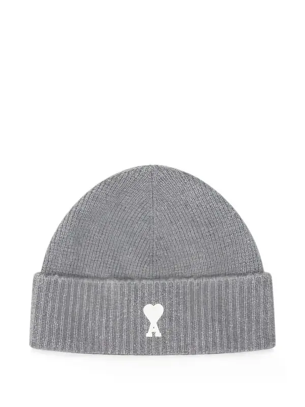 AMI Paris De Coeur Beanie Hat - Grey