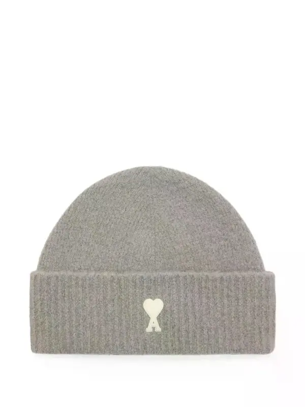 AMI Paris De Coeur Beanie Hat - Grey