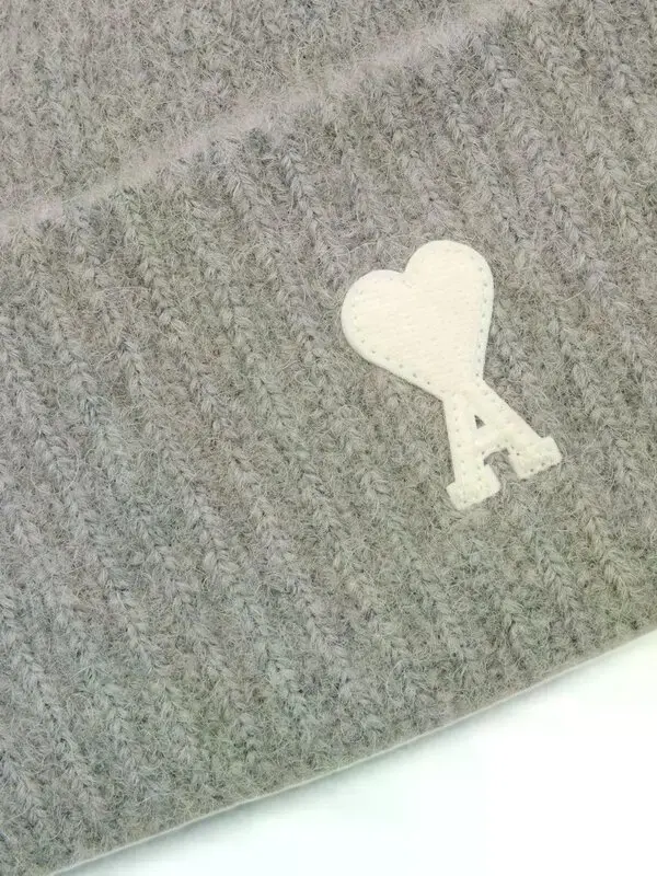 AMI Paris De Coeur Beanie Hat - Grey