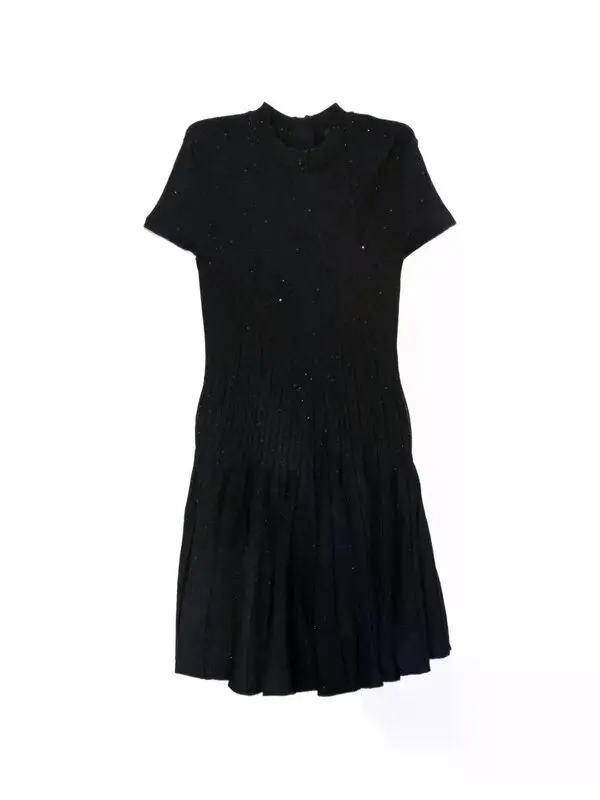 Balmain Sequin-embellished Ribbed-knit Mini Dress - Black