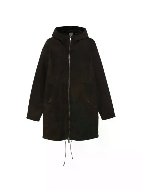 GIORGIO BRATO Hooded Shearling Jacket - Brown