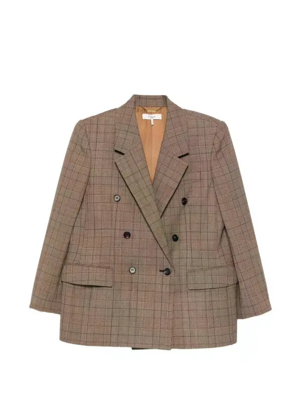 Chloé Check Double-breasted Jacket - Brown