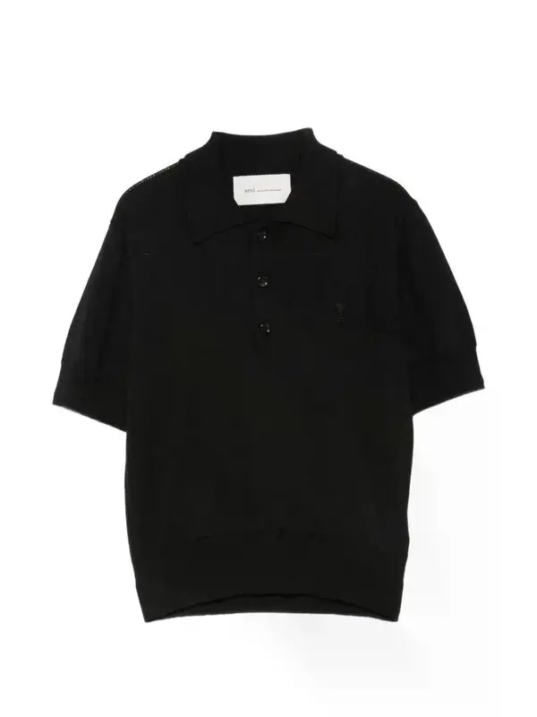 AMI Paris De Coeur Polo Shirt - Black