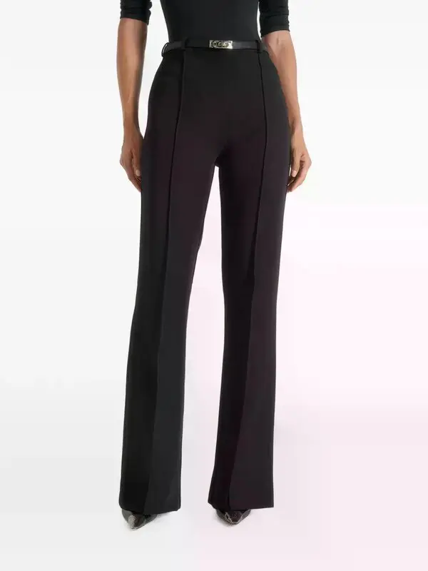 Manière De Voir Quinn In High-waisted Belted Fit & Flared Trousers - Black
