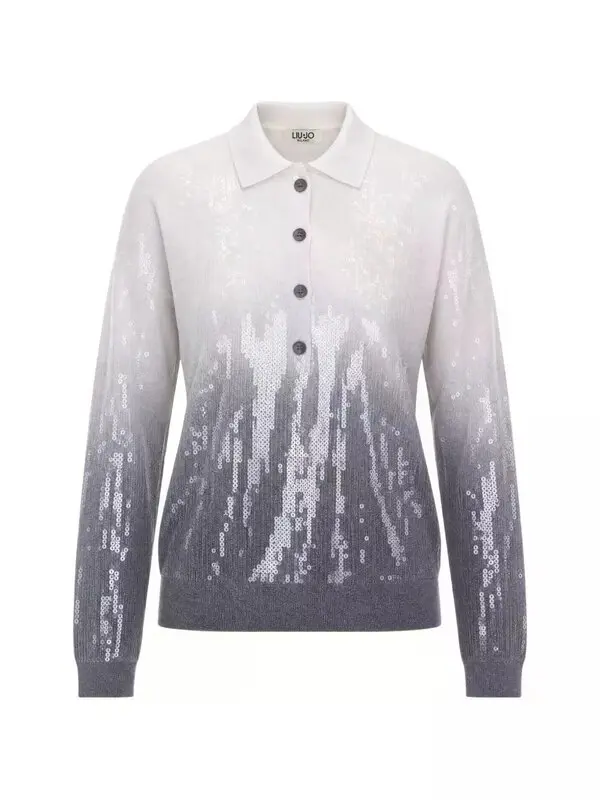 Liu Jo Sequin-embellished Dégradé Polo Shirt - White