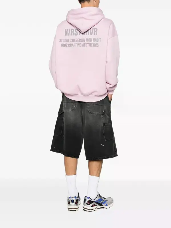 WRSTBHVR Logo-print Hooded Sweatshirt - Pink