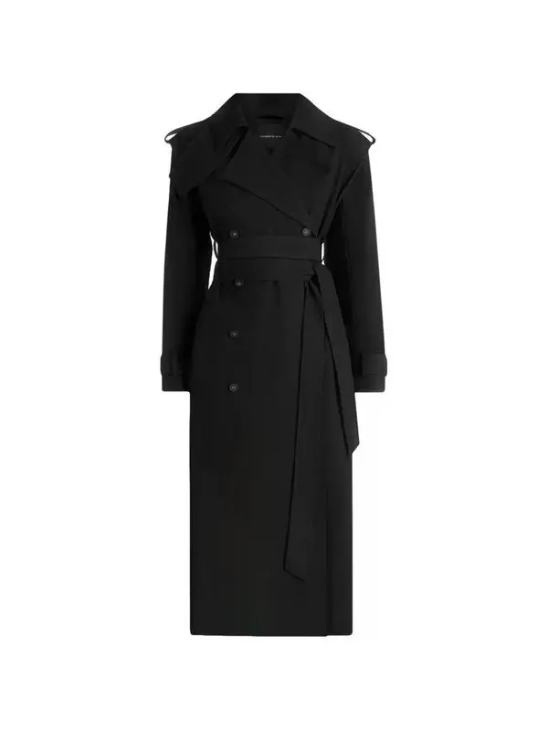 Manière De Voir Tailored Trench Coat With Double Belt - Black
