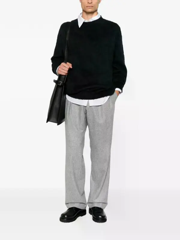 ROBERTO COLLINA Brushed-knit Crew-neck Sweater - Black
