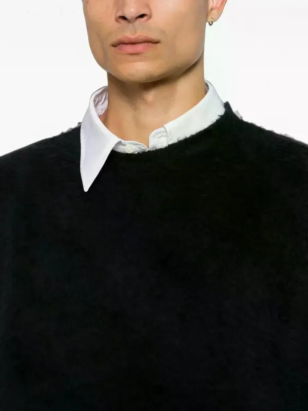ROBERTO COLLINA Brushed-knit Crew-neck Sweater - Black