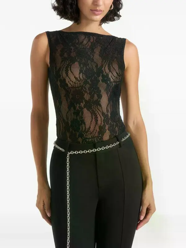 Manière De Voir Rhonda In Open-back Lace Bodysuit
