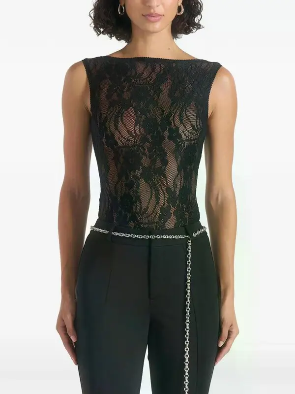 Manière De Voir Rhonda In Open-back Lace Bodysuit