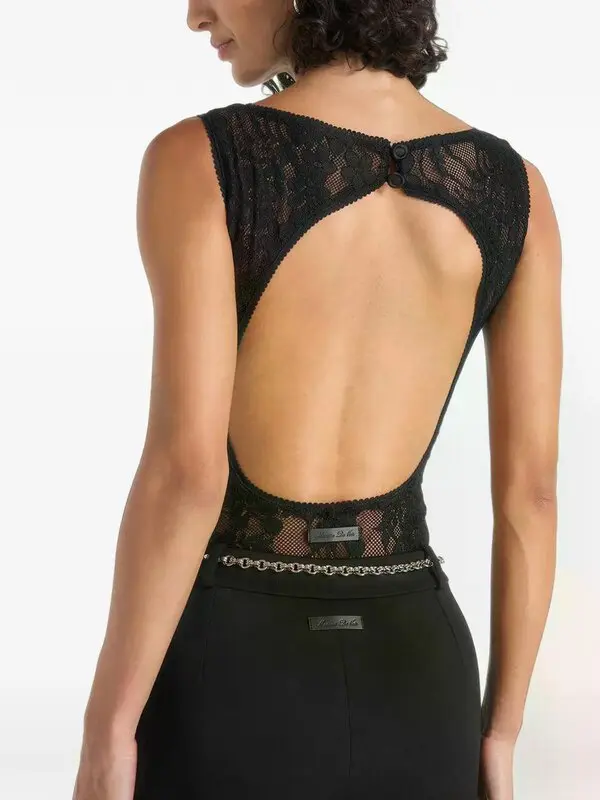 Manière De Voir Rhonda In Open-back Lace Bodysuit