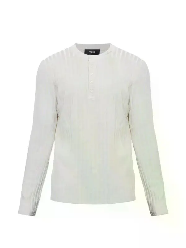 Amiri Henley Ribbed-knit Embroidered-logo Sweater