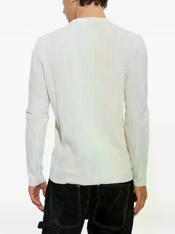 Amiri Henley Ribbed-knit Embroidered-logo Sweater