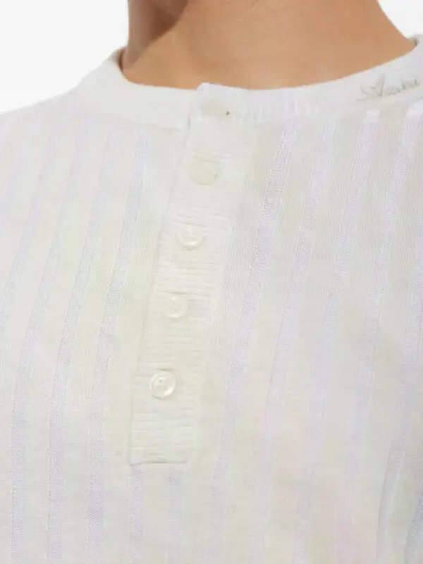 Amiri Henley Ribbed-knit Embroidered-logo Sweater