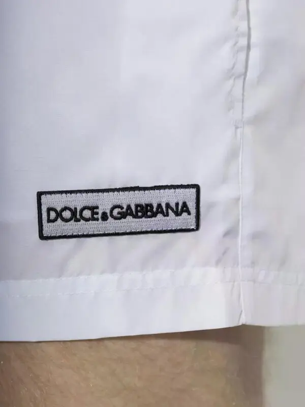 Dolce & Gabbana Drawstring-waist Logo-patch Swim Shorts