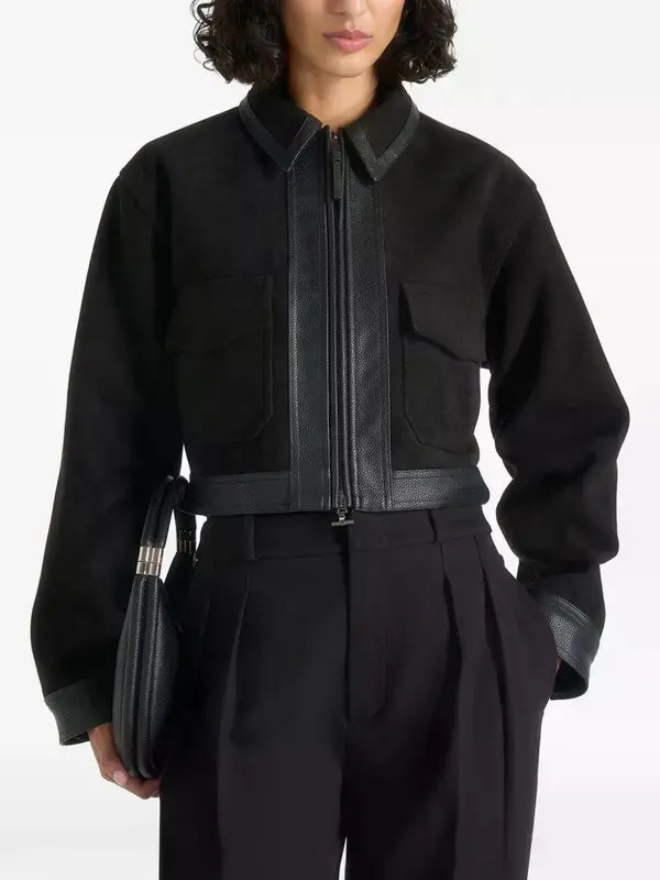 Manière De Voir Denise Suede & Pebbled Leather Jacket - Black