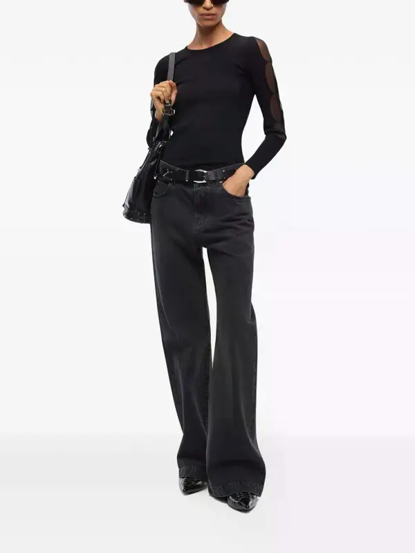 Pinko Lightweight Ribbed Sweater With Sheer Details