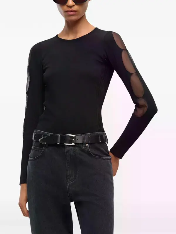 Pinko Lightweight Ribbed Sweater With Sheer Details